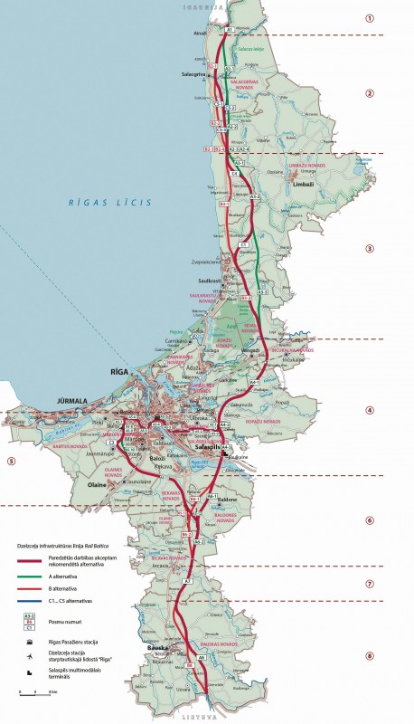 Rail Baltica iespējamās trases Latvijā - nra.lv